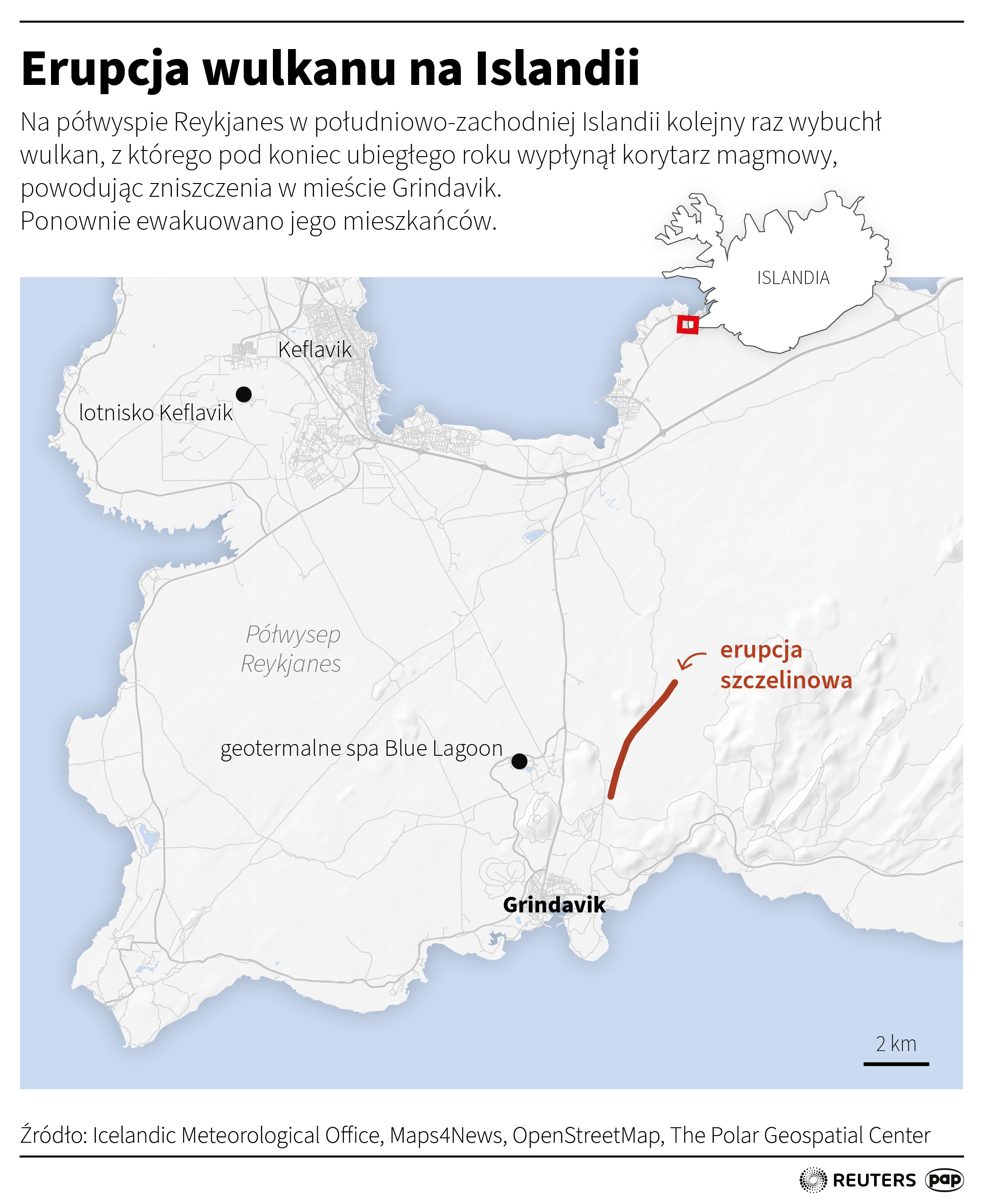 Lawa dotarła do ewakuowanego miasteczka na Islandii. Płoną domy ...